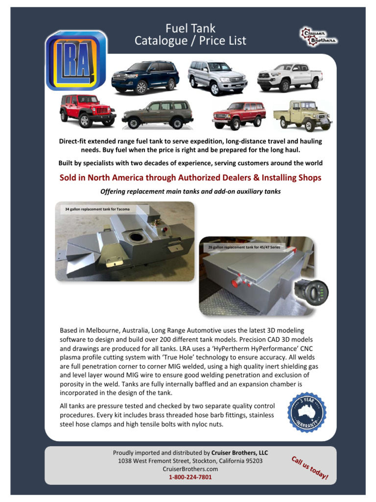 Expedition Fuel Tank Catalogue & Pricing | PDF | Exhaust Gas | Tanks