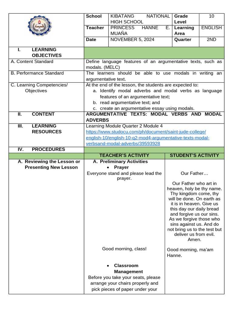 DLP10 MODL VERBDS AND ADVERBS | PDF | Verb | Essays