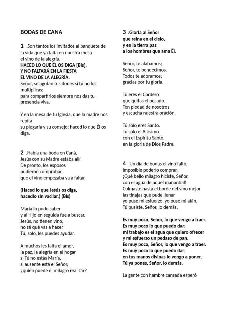 Reflexiones sobre las Bodas de Caná | PDF | María, madre de Jesús | Oración