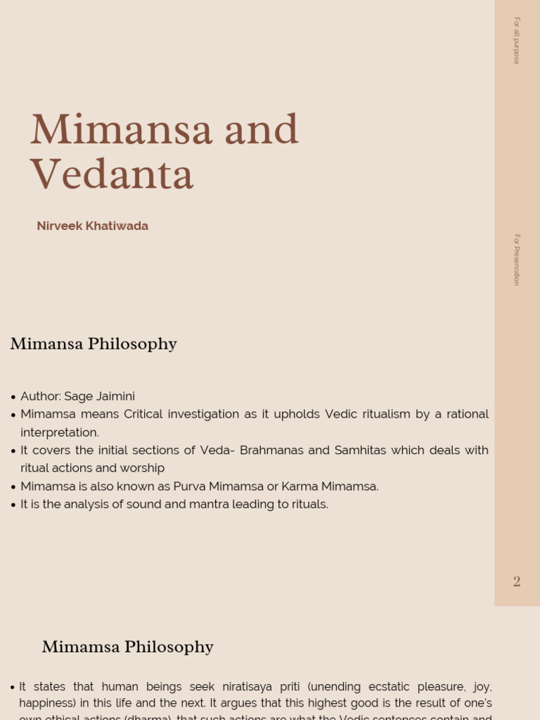Mimansa and Vedanta Philosophies Explained | PDF | Brahman | Moksha