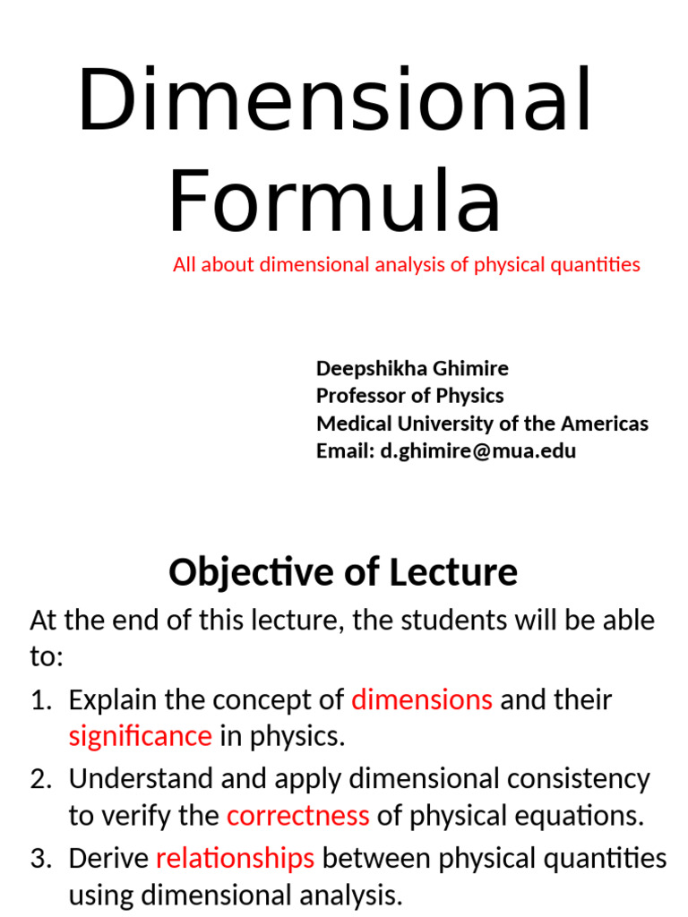 Dimensional Formula | PDF | Force | Acceleration