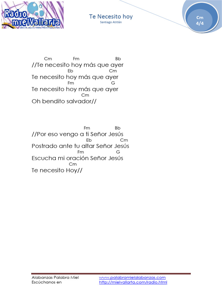 Te Necesito Hoy | PDF