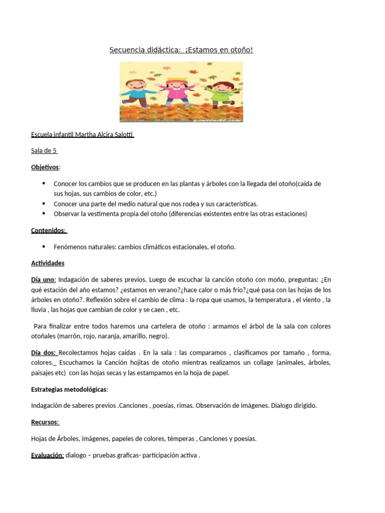 Secuencia Estamos en Otoño | PDF