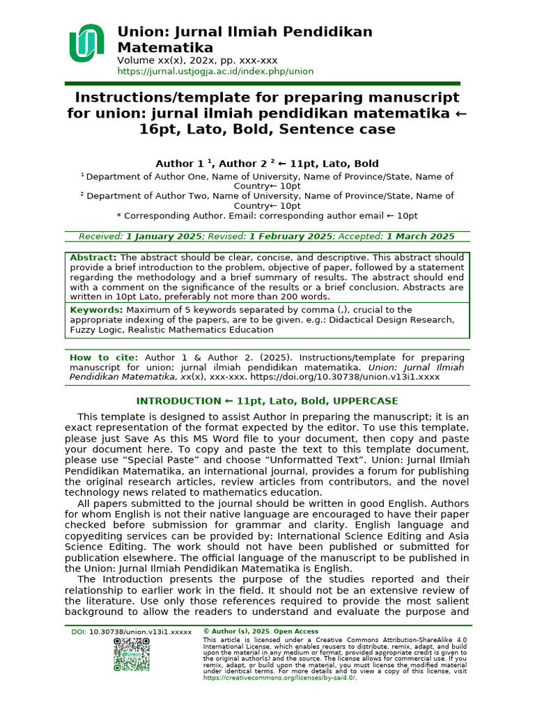 Template Union 2025 - IMRAD | PDF | Copy Editing