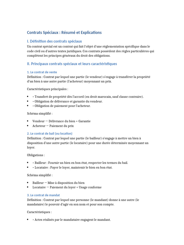 Contrats Spéciaux : Définitions et Types | PDF | Loi commune | Droit privé