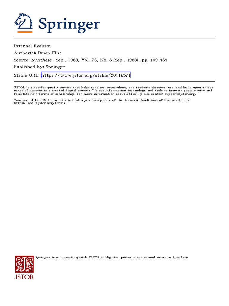 Internal Realism - Brian Ellis -Synthese , Sep., 1988, Vol. 76, No. 3 ...
