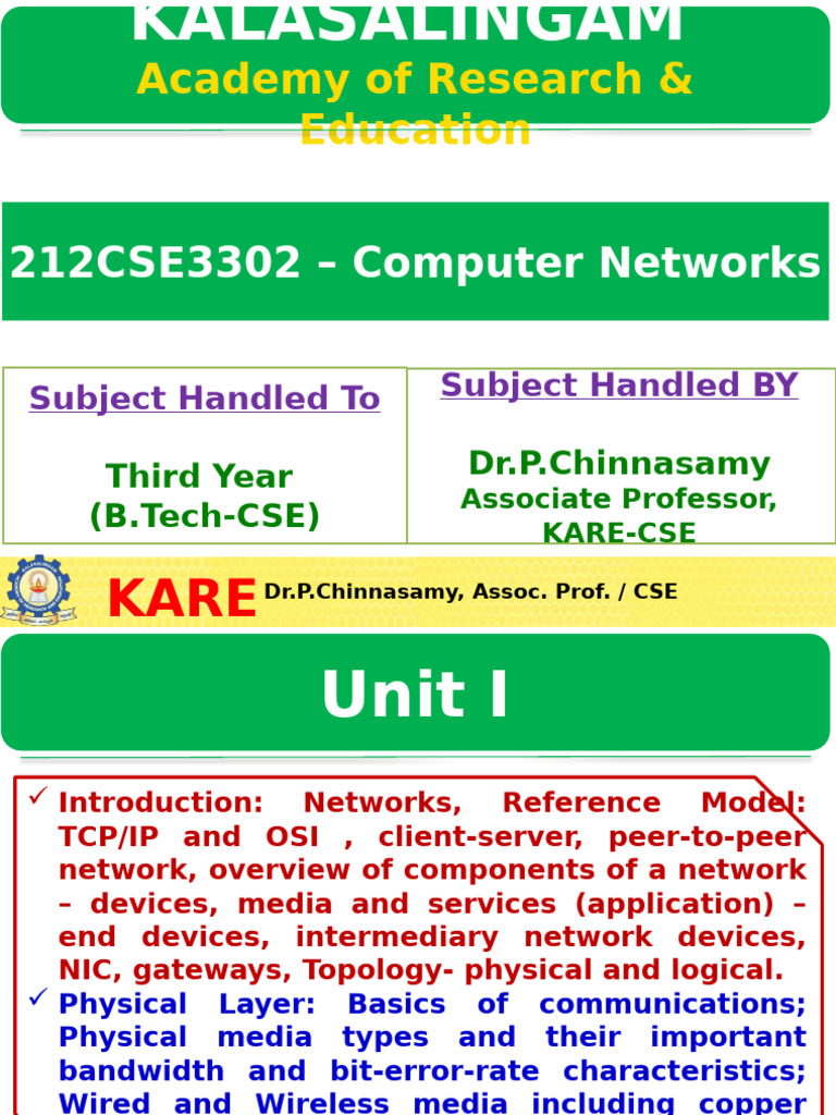 UNIT I Computer Networks | PDF | Computer Network | Electronics