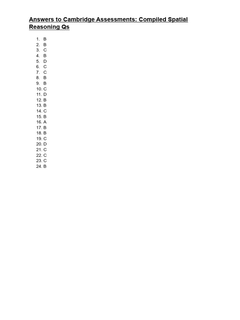 Spatial Reasoning Qs - Answers | PDF