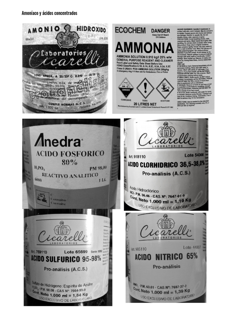 Amoníaco y Ácidos Concentrados | PDF