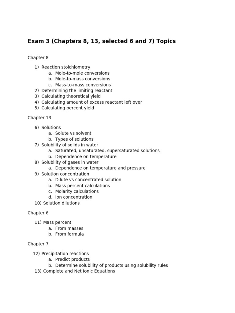 Exam 3 Topics | PDF