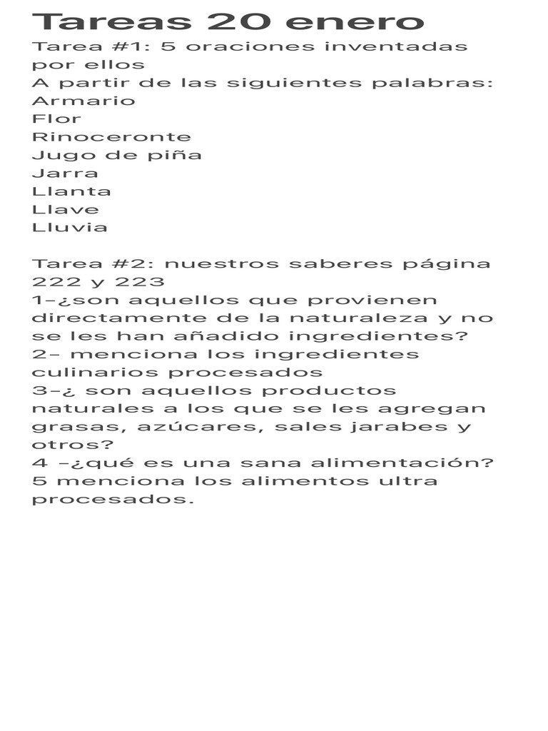 Tareas 20 Enero | PDF