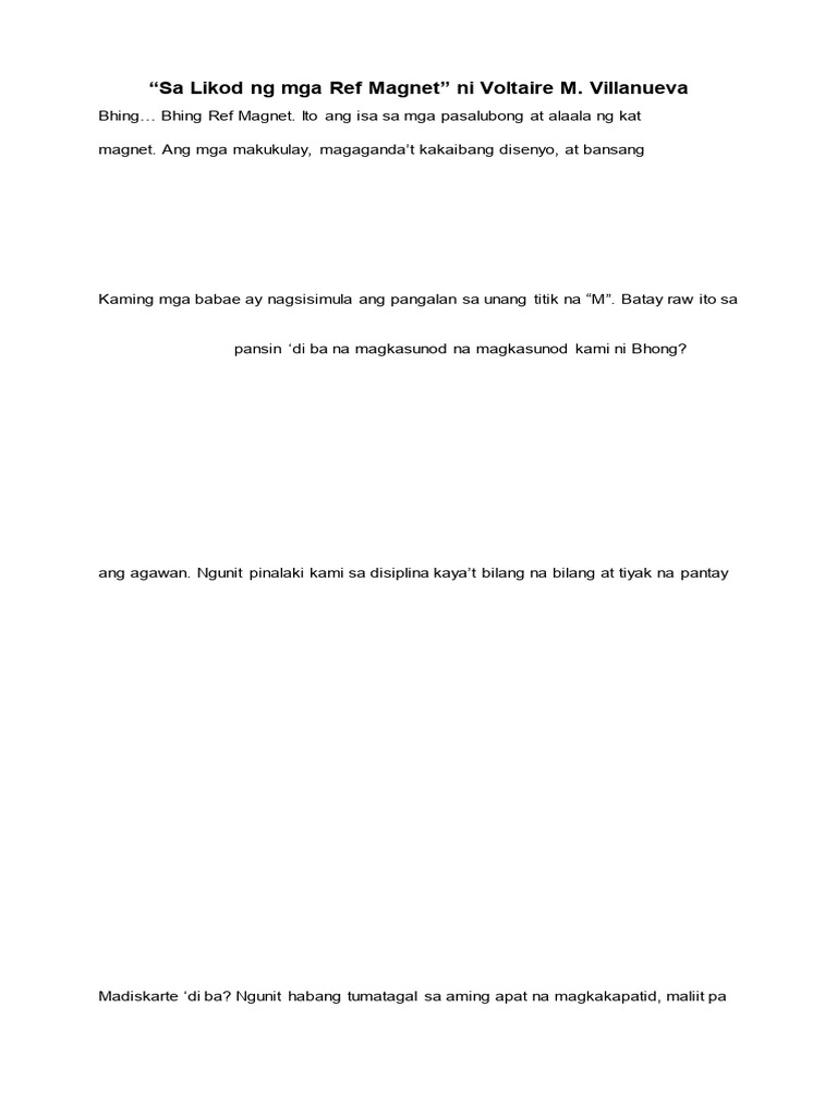 Sa Likod NG Mga Ref Magnet Ni Voltaire M. Villanueva | PDF