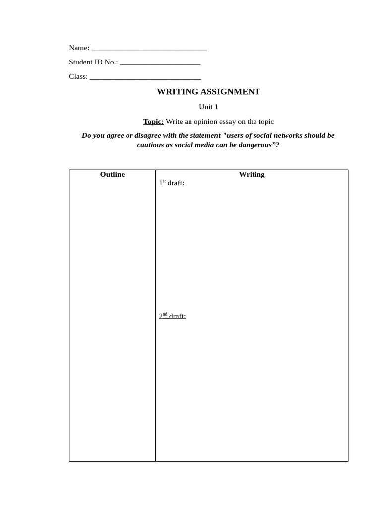 Writing Assignment Unit 1 | PDF