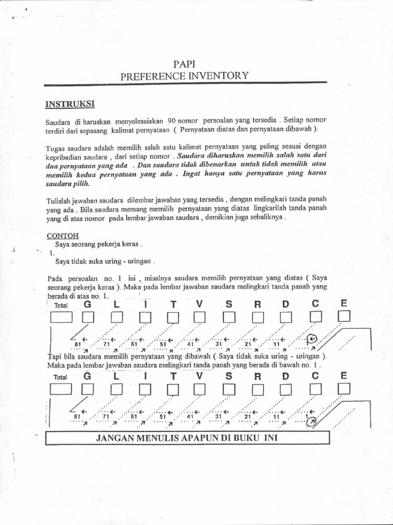 Inventarisasi Preferensi PAPI | PDF