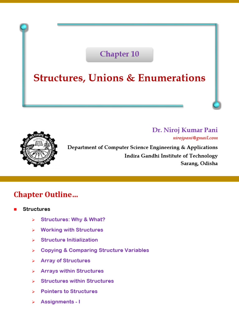 Chapter 10 - Structures, Unions & Enumerations | PDF | Pointer (Computer Programming) | Computer ...