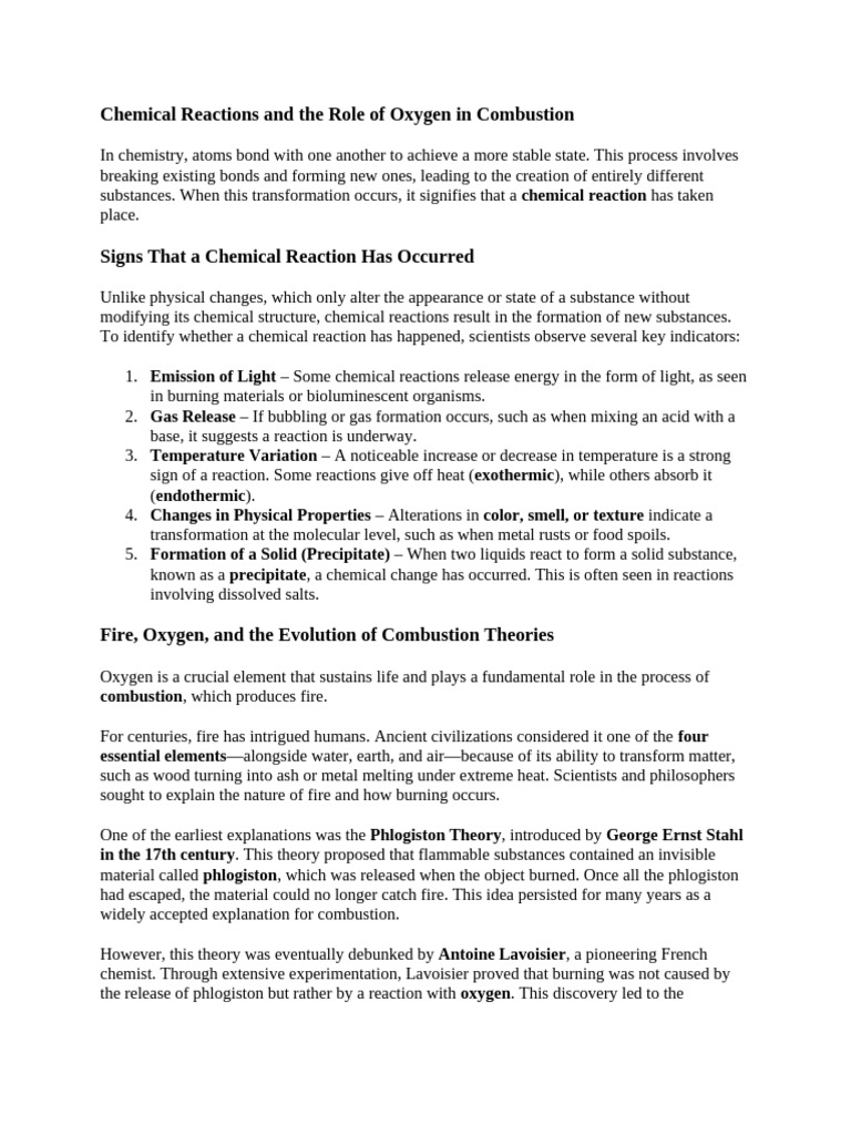 Unraveling Combustion and Oxidation | PDF | Chemistry | Chemical Reactions