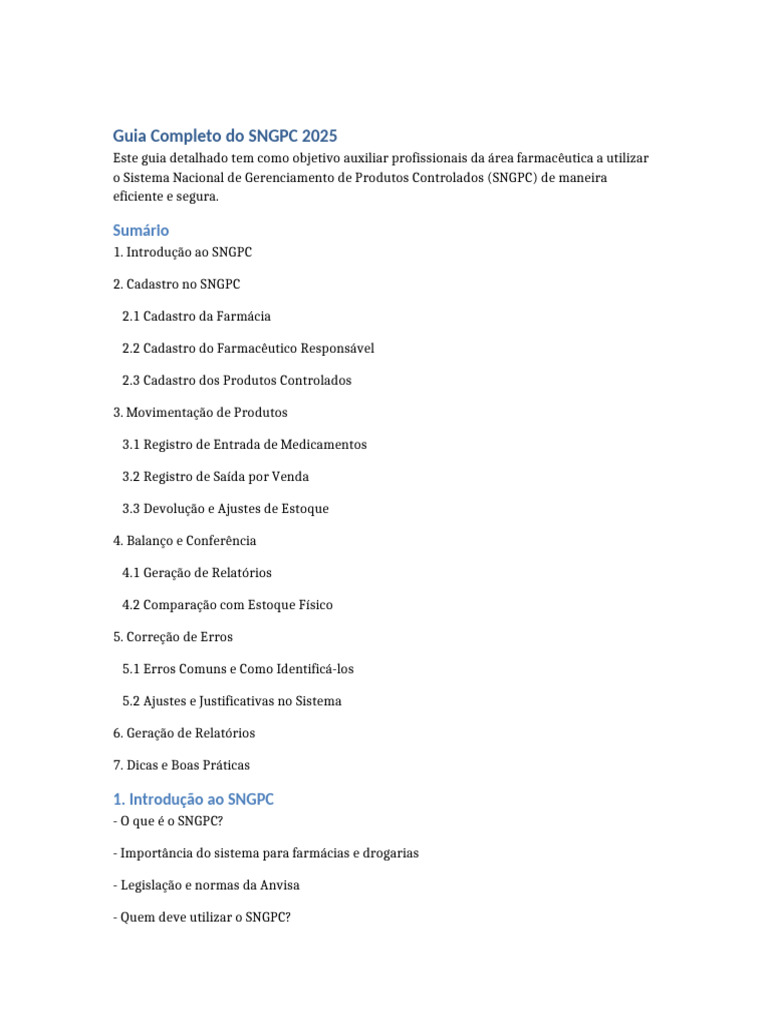 Guia Prático do SNGPC 2025 | PDF | Farmacêutico | Farmácia