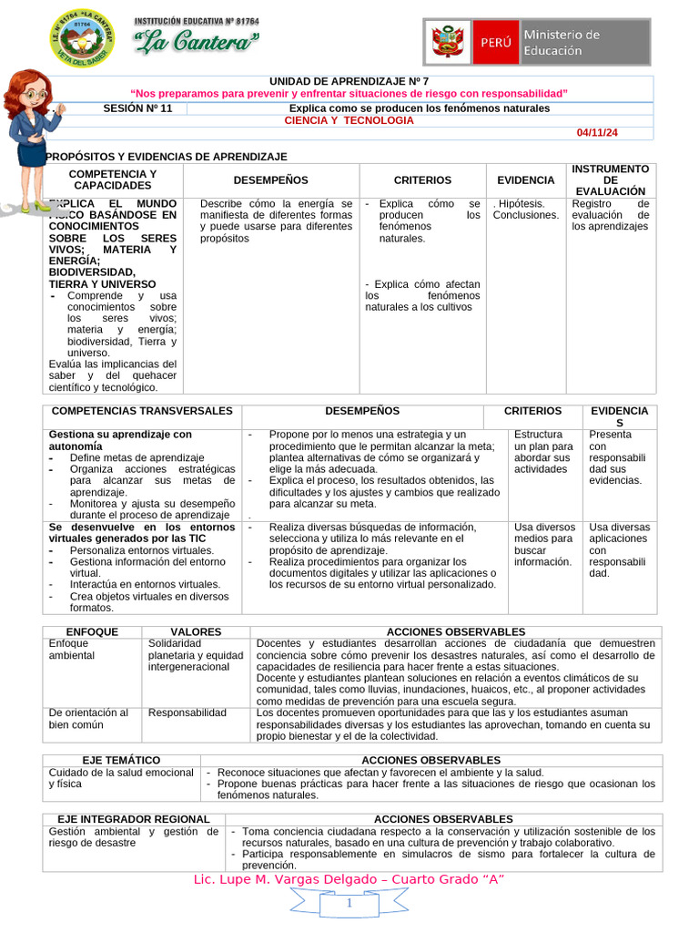 Sesion Fenomenos Naturales 4to Act 1 | PDF | Temblores | Aprendizaje