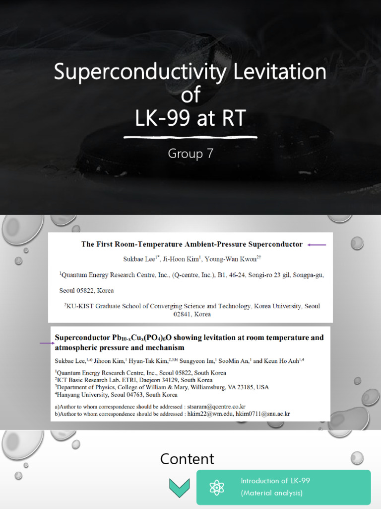 Superconductor LK-99 Showing Levitation at Room Temperature and Atmospheric Pressure and ...
