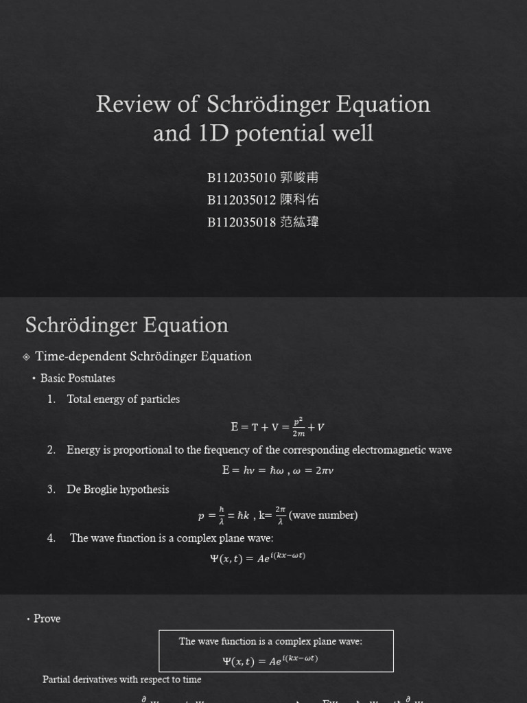 Schrodinger Equation in 1D Potential Well | PDF | Wave Function | Schrödinger Equation