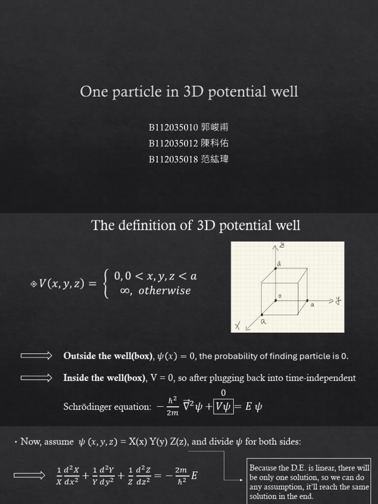 Schrodinger Equation in 3D Potential Well | PDF | Physics | Theoretical ...