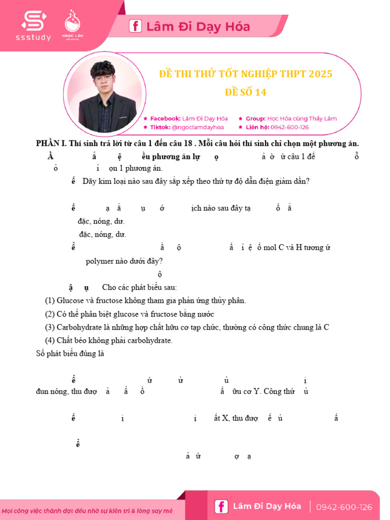 2K7. Đề thi thử TN THPT số 14 | PDF