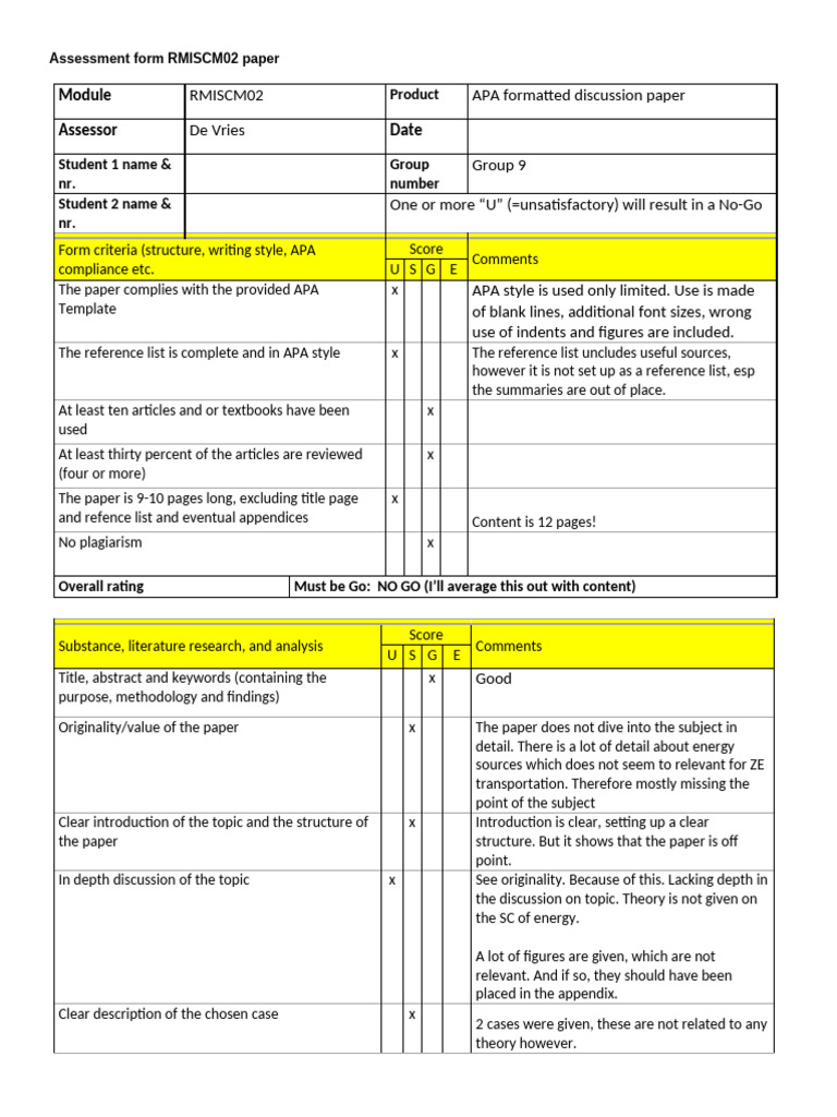 RMISCM02 Assessment Form Overview | PDF