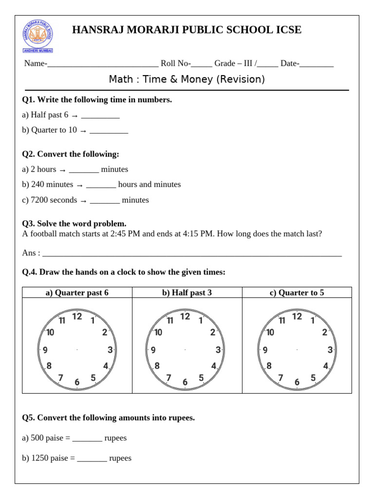 Revision time and money | PDF