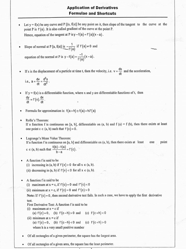 Application of Derivatives | PDF