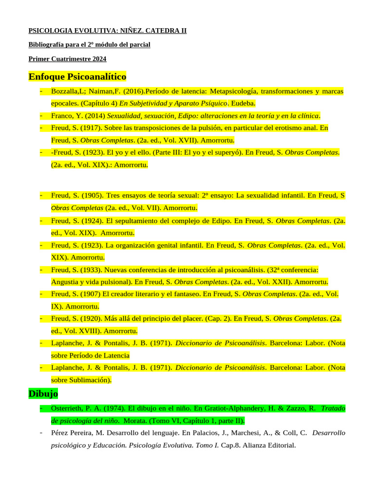 Bibliografia 2o Modulo de Parci Al 1C - 2024 | PDF | Sigmund Freud | Psicoanálisis