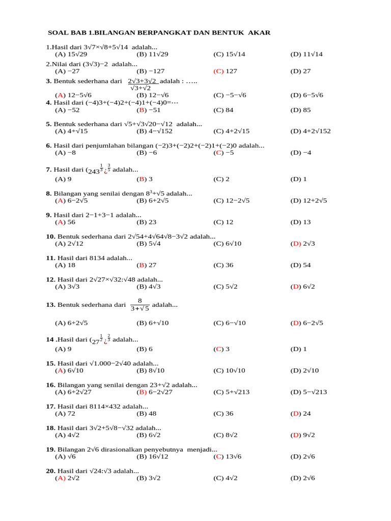 Soal MTK KLS 9 | PDF