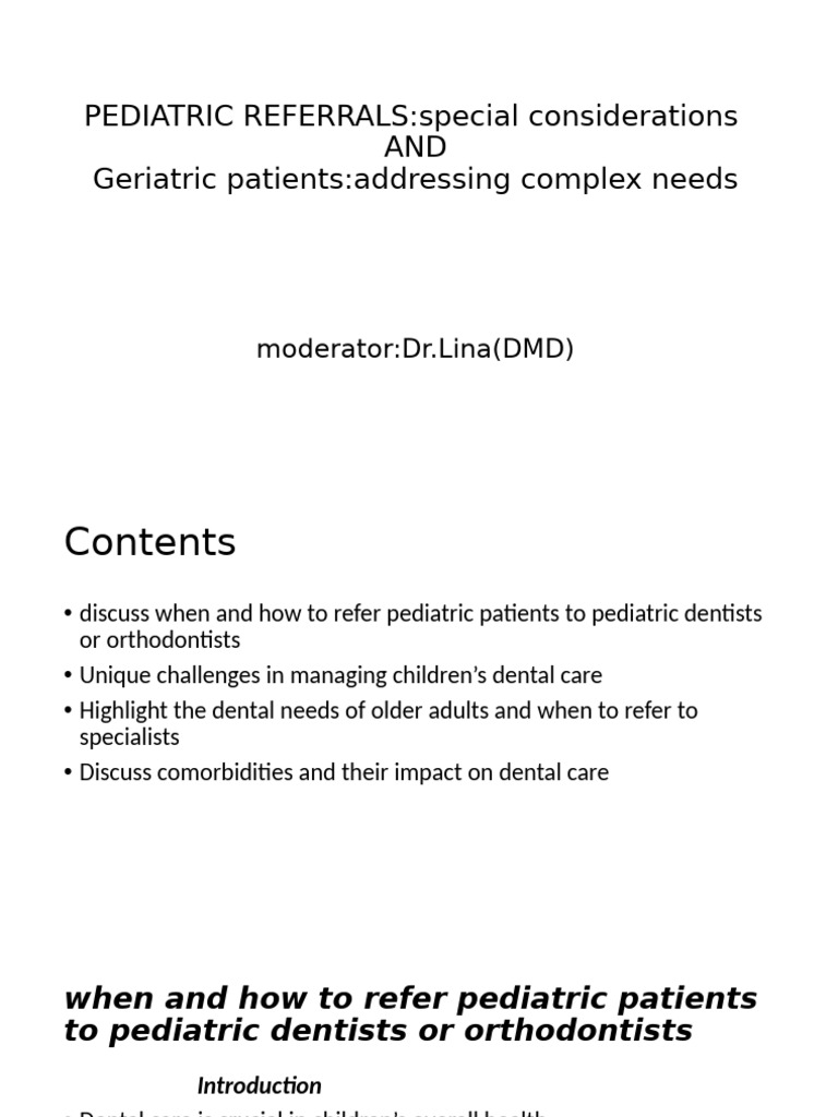 Pediatric Referrals | PDF | Dentistry | Orthodontics