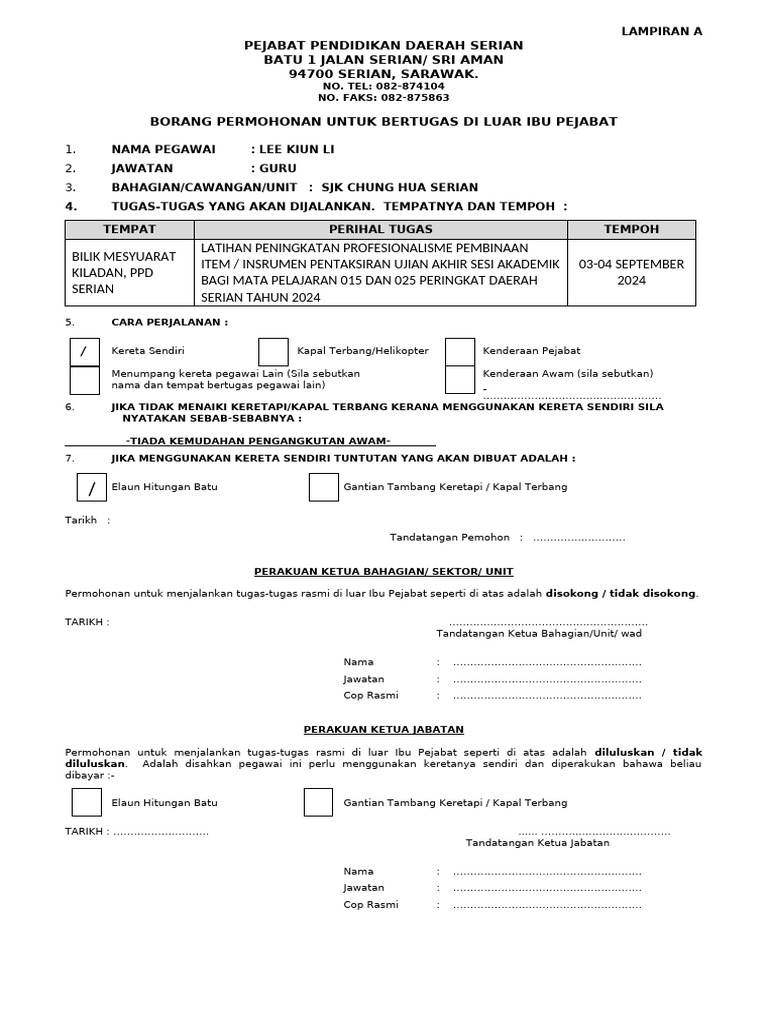 KEBENARAN BERTUGAS DI LUAR PEJABAT | PDF