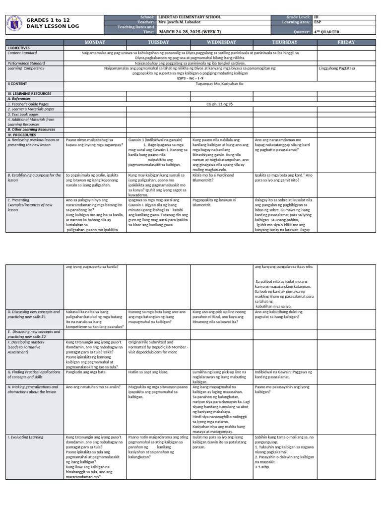 DLL_ESP 3_Q4_W7 | PDF