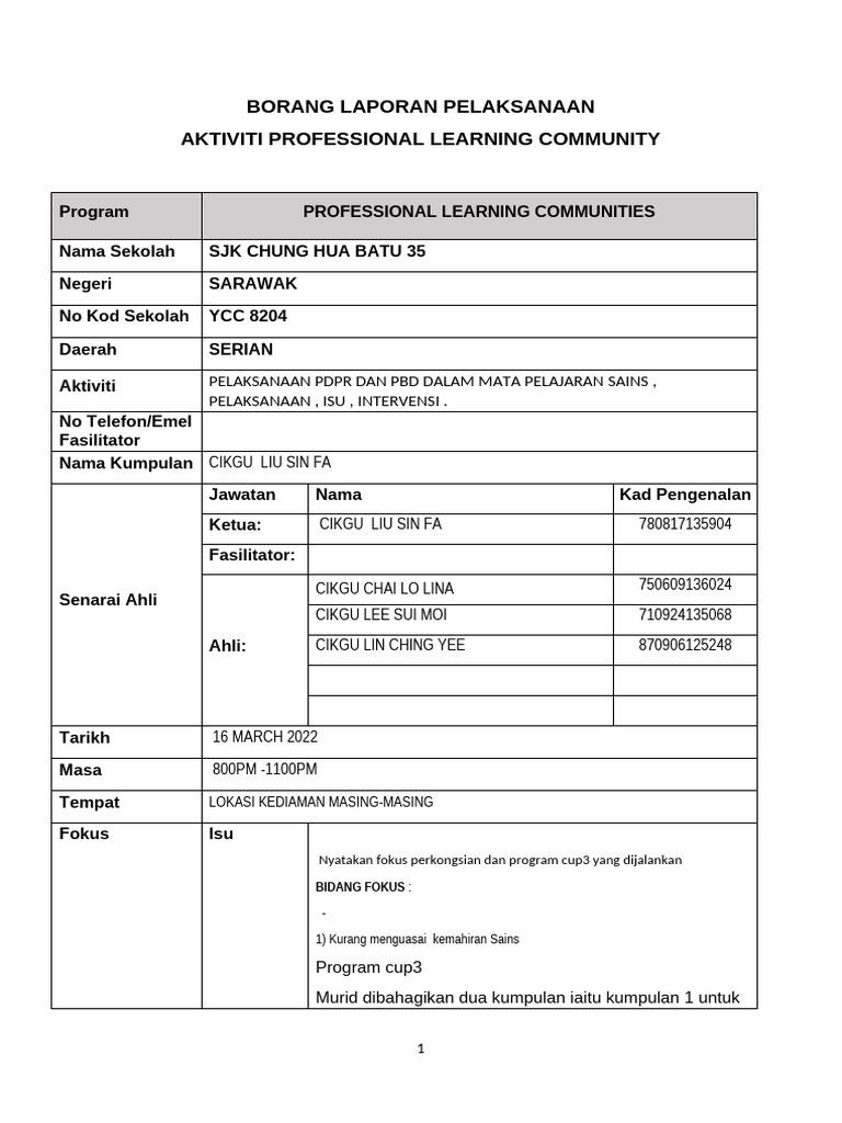 Laporan PLC Sains | PDF