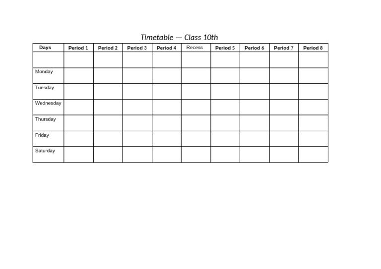 10th Timetable | PDF