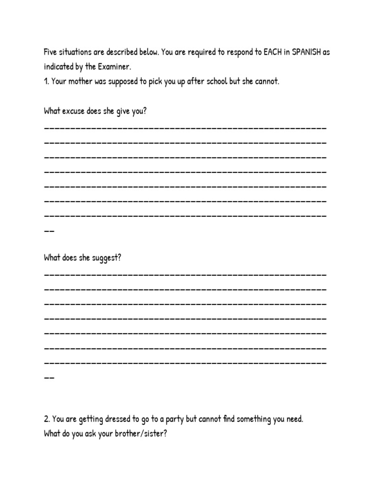 Spanish Oral Test Questions | PDF