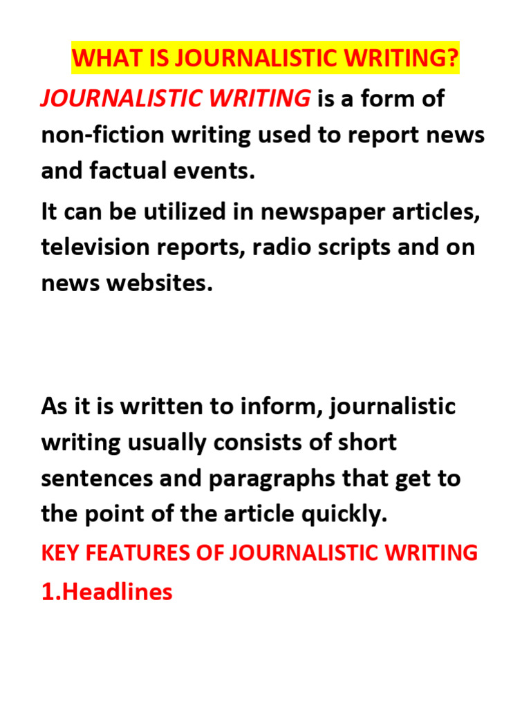 What Is Journalistic Writing Add Info | PDF | News | Newspapers