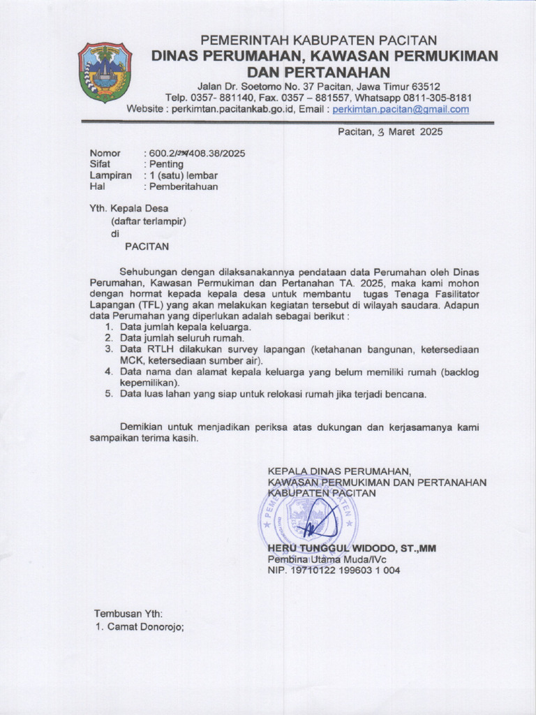 Surat Pemberitahuan Pendataan 2025 | PDF