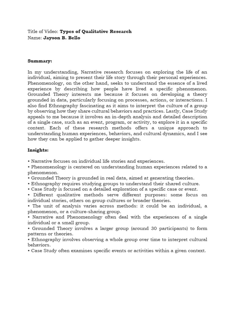 Qualitative Research Assignment | PDF | Qualitative Research | Case Study