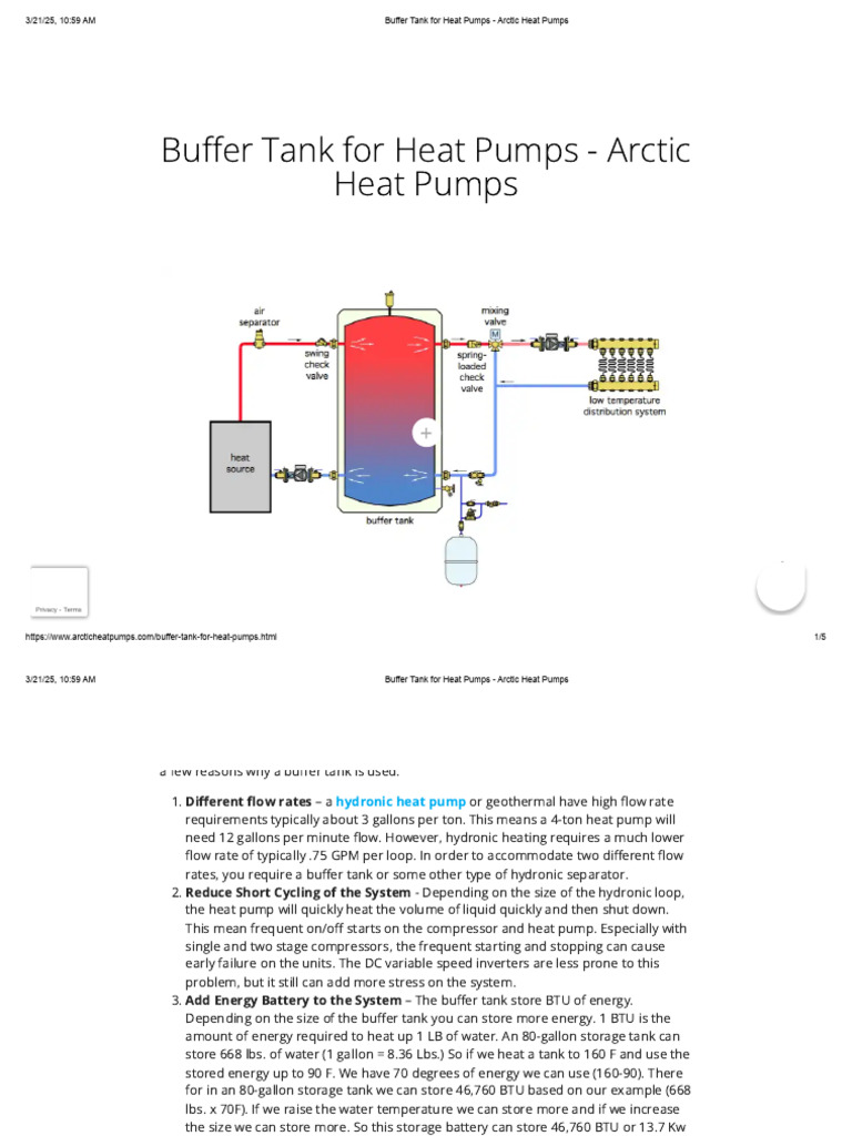 Buffer Tank For Heat Pumps - Arctic Heat Pumps | PDF | Heat Pump | Heat