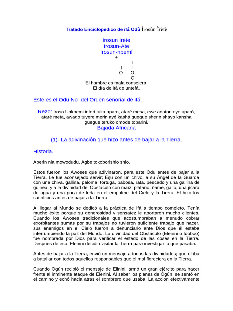 14.-(B)(R)-Tratado Enciclopédico de Ifá Odù Ìrosùn Irètè-1 | PDF