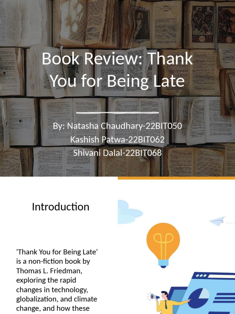 Thank You For Being Late Book Review | PDF