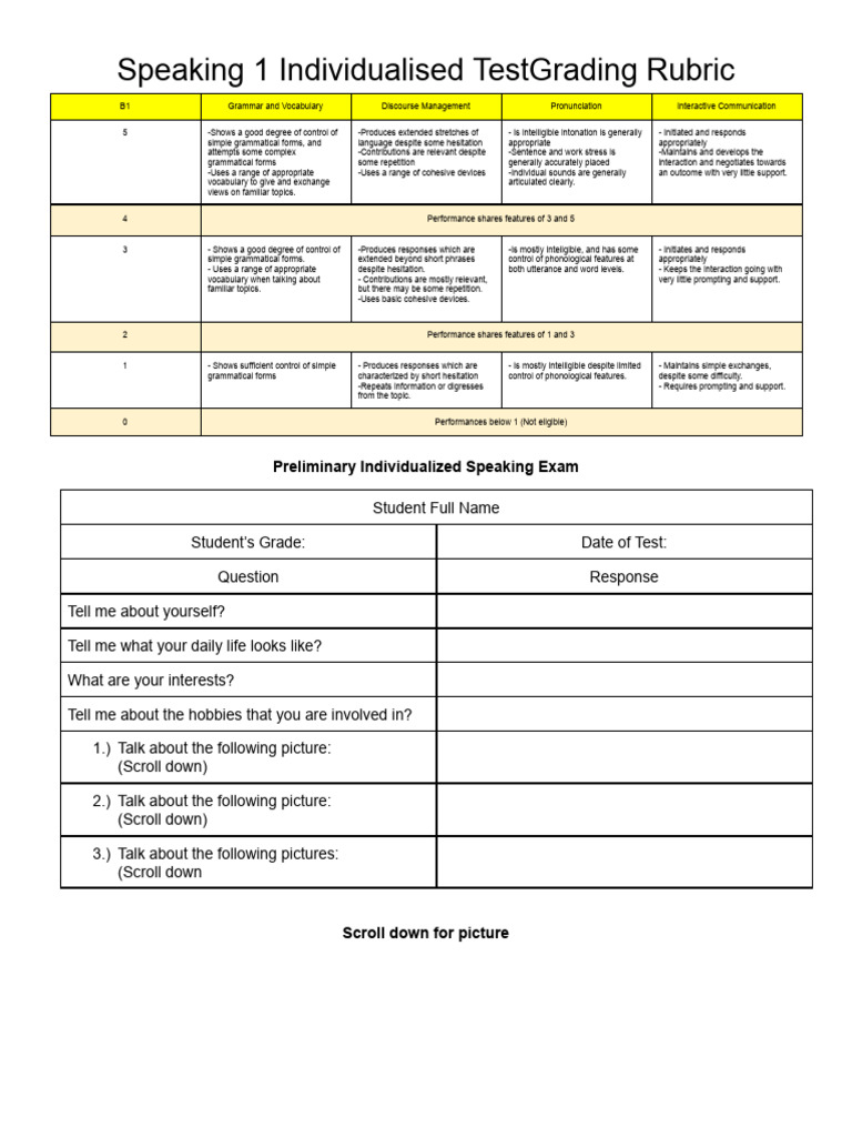 1 Speaking Test (Copy and Paste) | PDF | Grammar | Vocabulary