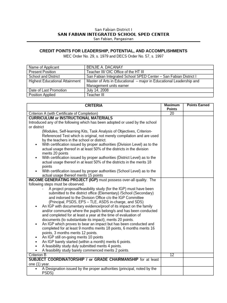 Master Teacher CRITERIA 2 | PDF