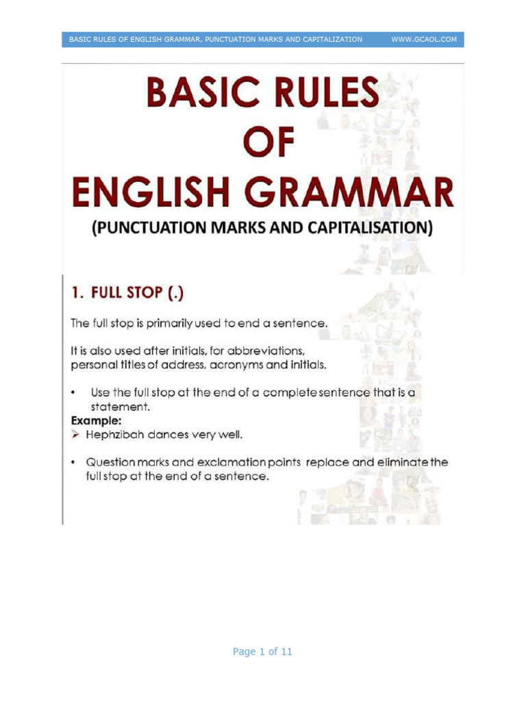 Basic Rules of English Grammar | PDF