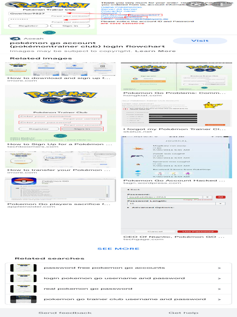 Login Pokemon Go Password - Google Search | PDF