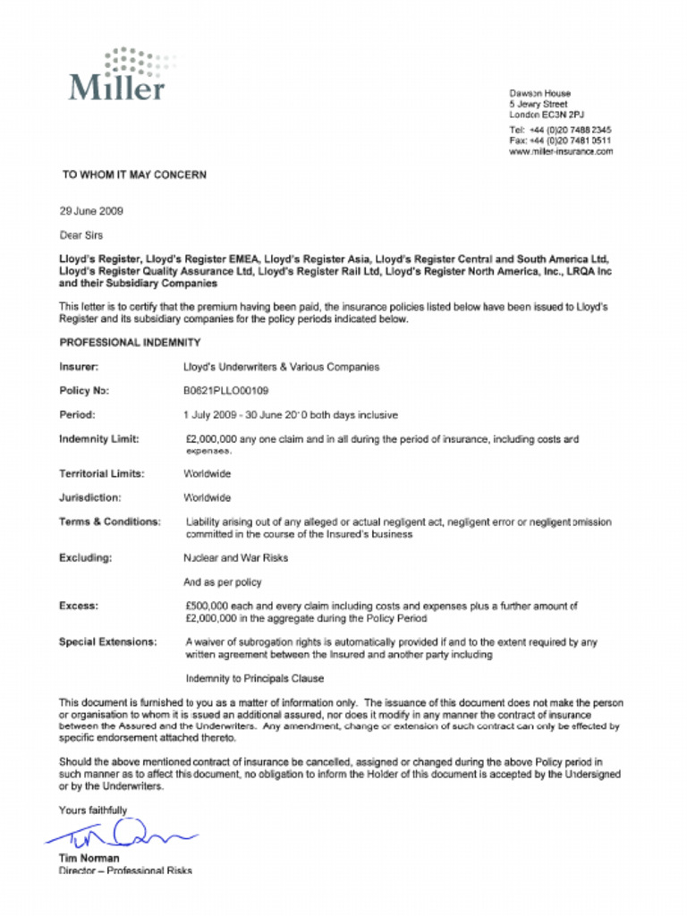 Professional Indemnity Cover | PDF