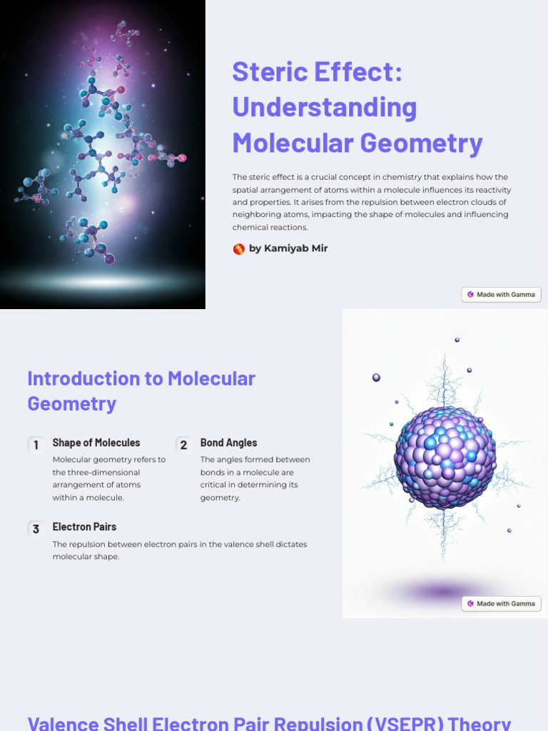 Steric Effect Understanding Molecular Geometry | PDF | Chemical Bond ...
