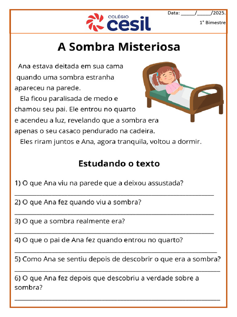 Atividade - Literatura A Sombra Misteriosa | PDF